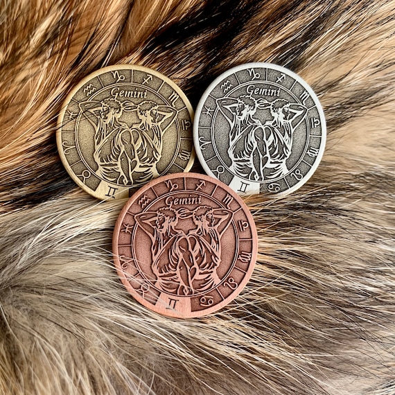 GEMINI Zodiac Sign Astrological Sign Coin Pendant | Etsy