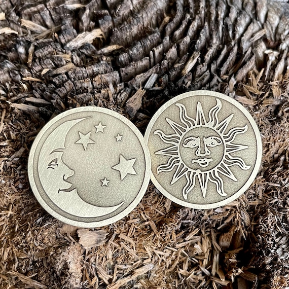 SUN AND MOON Coin Souvenir Pendant Keychain Pin | Etsy