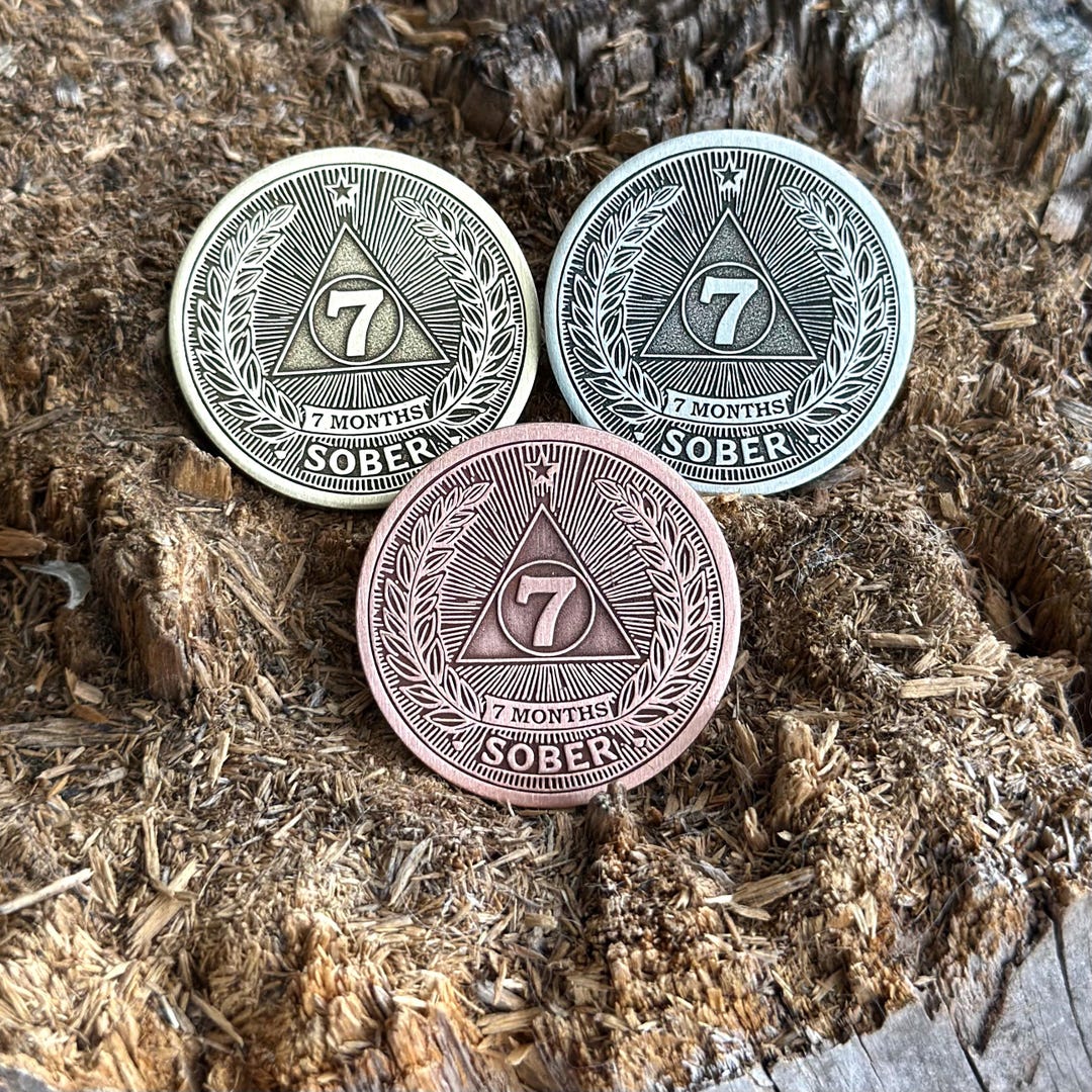 7 MONTHS SOBRIETY Coin || Coin of Sobriety || AA Sobriety Chip ...