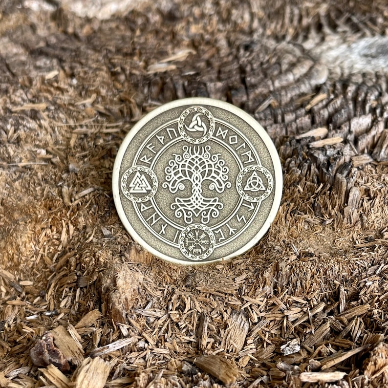 TREE of LIFE Coin Yggdrasil Norse Mythology Vegvisir - Etsy