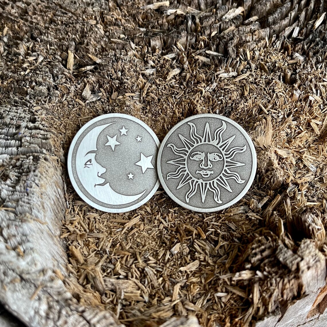 SUN AND MOON Coin Souvenir Pendant Keychain Pin | Etsy