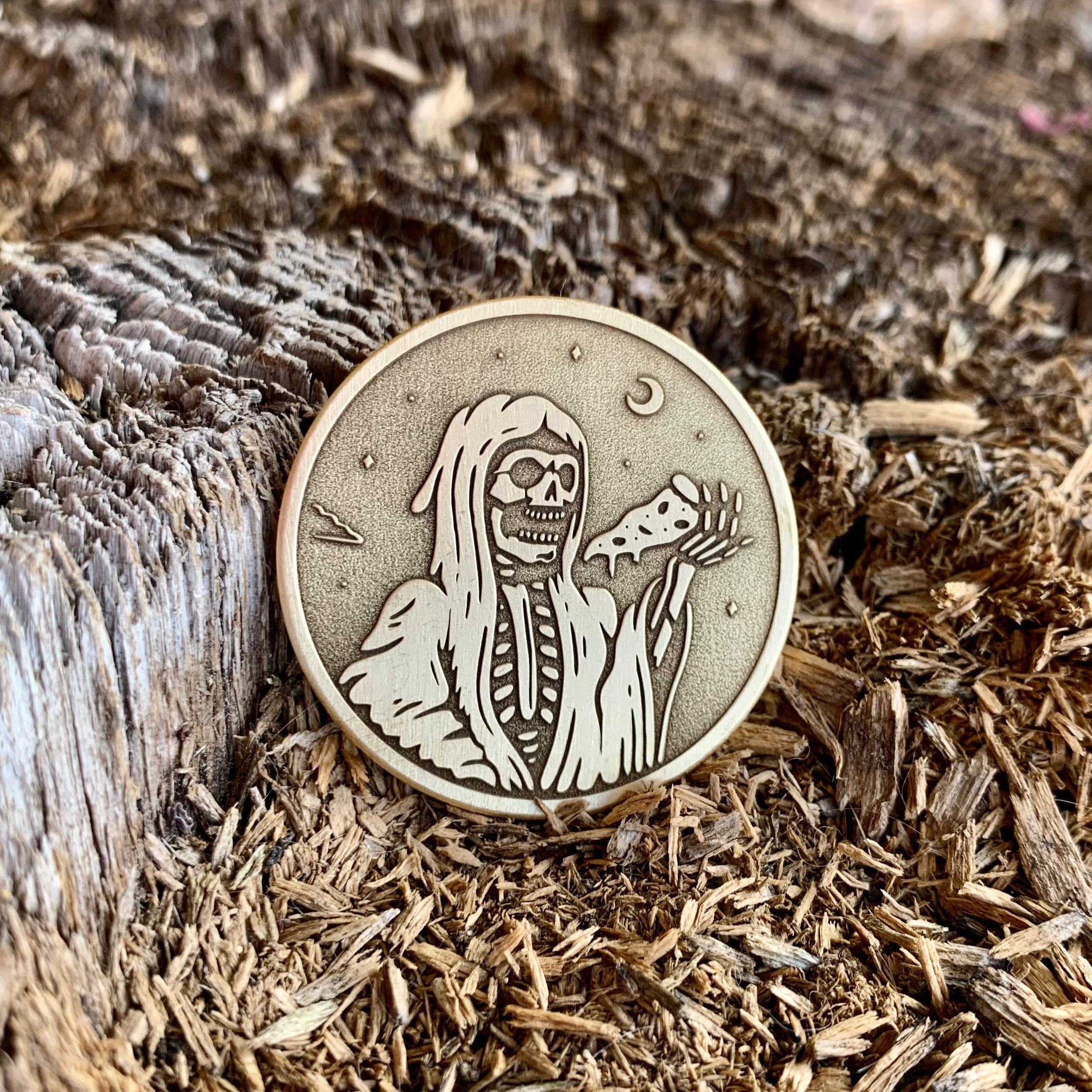 GRIM REAPER PIZZA Coin Grim Reaper Necklace Keychain - Etsy