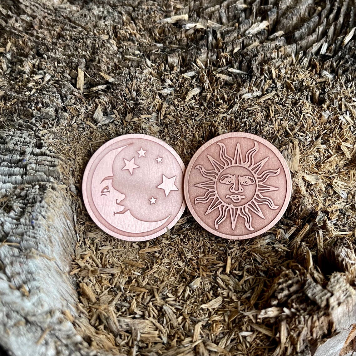 SUN AND MOON Coin Souvenir Pendant Keychain Pin | Etsy