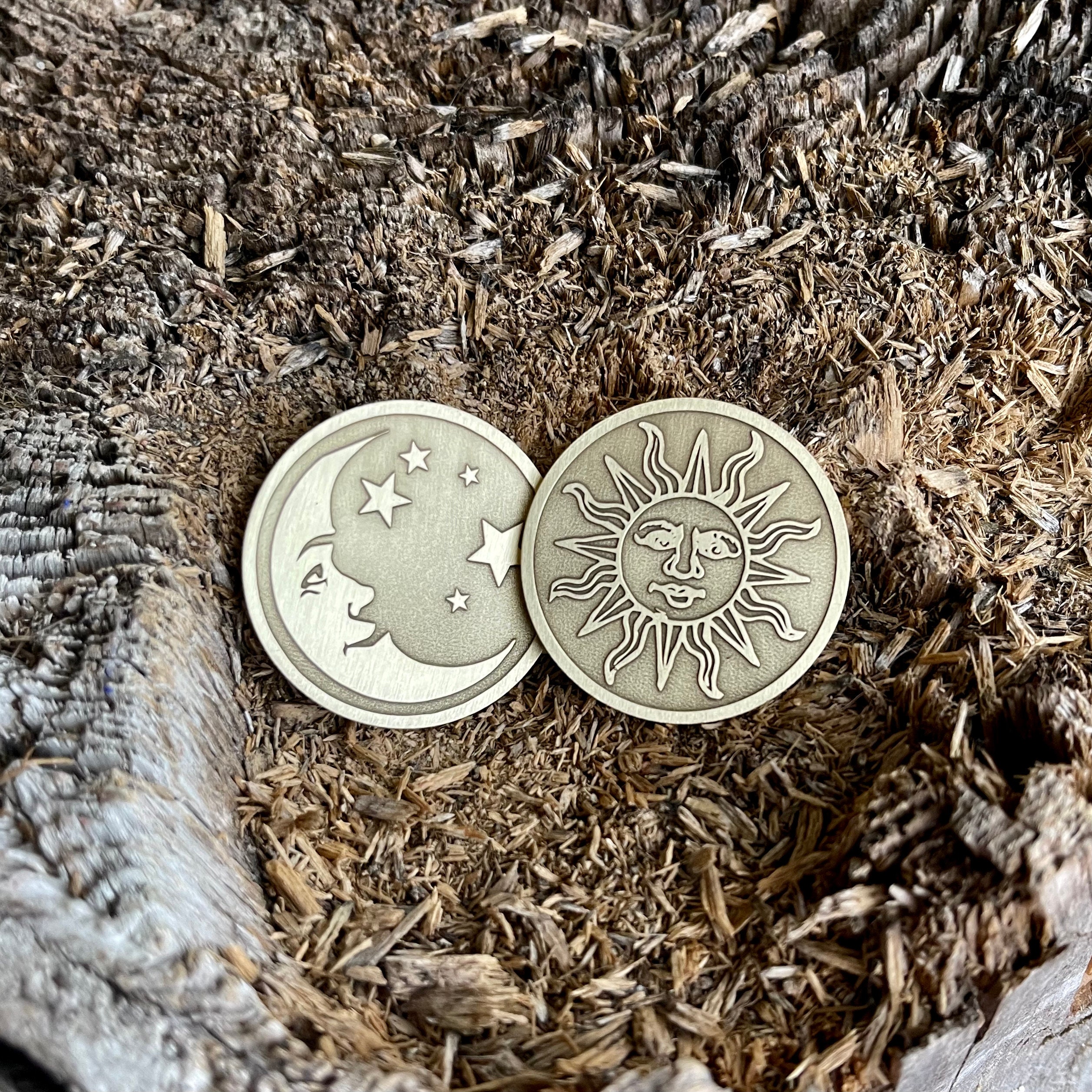 SUN AND MOON Coin Souvenir Pendant Keychain Pin - Etsy