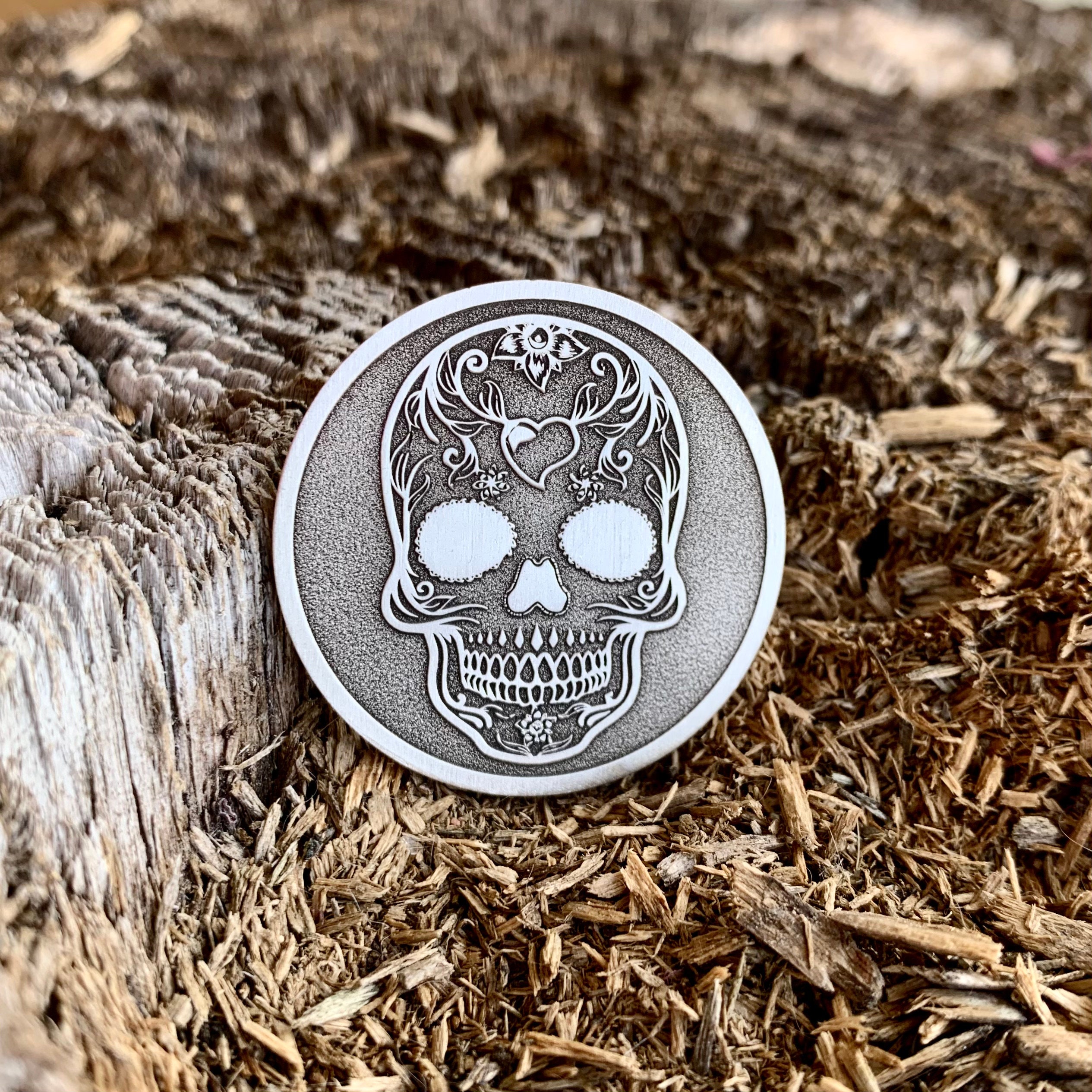 SUGAR SKULL Coin Day of the Dead Coin Necklace | Etsy