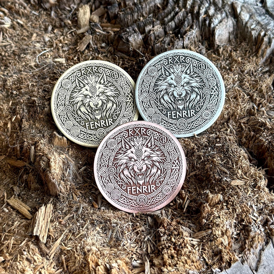 FENRIR Coin Scandinavian Mythology Amulet Fenrir Wolf Pendant Keychain ...