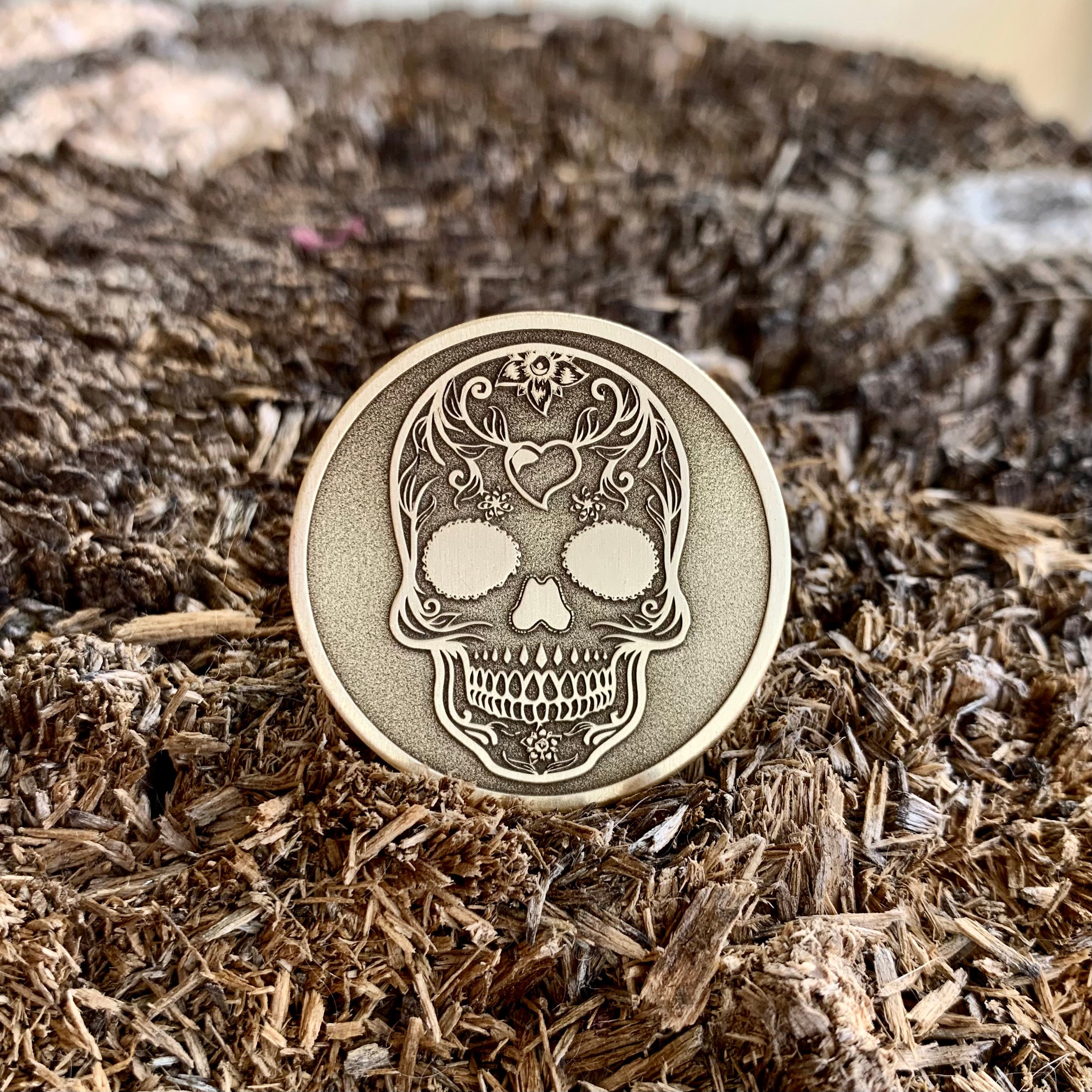 SUGAR SKULL Coin Day of the Dead Coin Necklace | Etsy