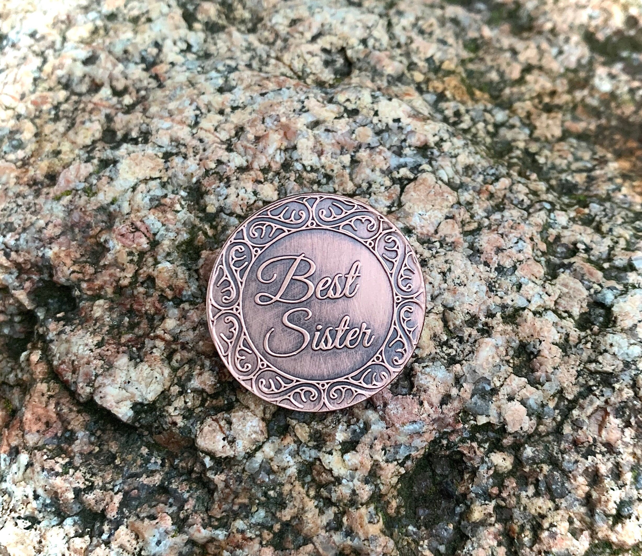 Best Sister Coin Pendant Keychain Pin Badge 25mm-1 - Etsy