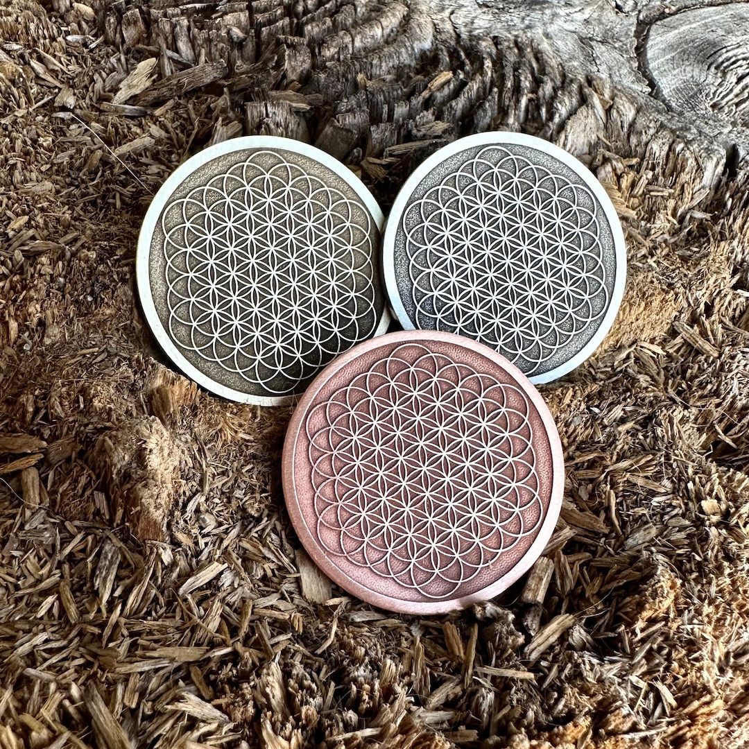 FLOWER OF LIFE Coin || Flower of Life Coin || Pendant, Keychain, Pin ...