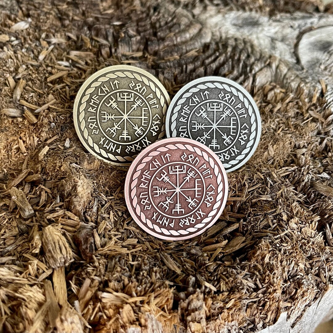 VEGVISIR || WAYFINDER | Viking Compass Coin | Pendant | Keychain | Pin ...