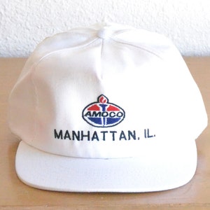 Vintage Amoco Manhattan, IL. White Trucker Cap made in U.S.A. - Etsy