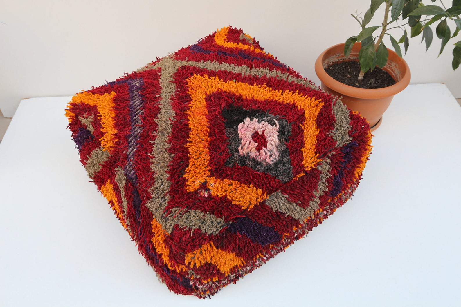 Colorful Pouf Multi Color Pouf Rainbow Pouf Yellow Pouf - Etsy