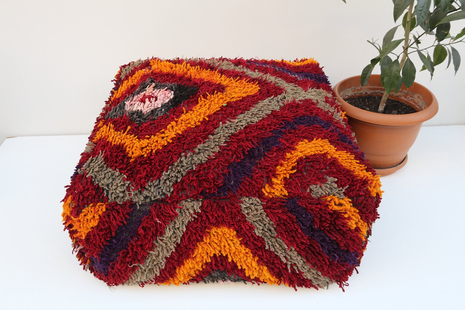 Colorful Pouf Multi Color Pouf Rainbow Pouf Yellow Pouf - Etsy