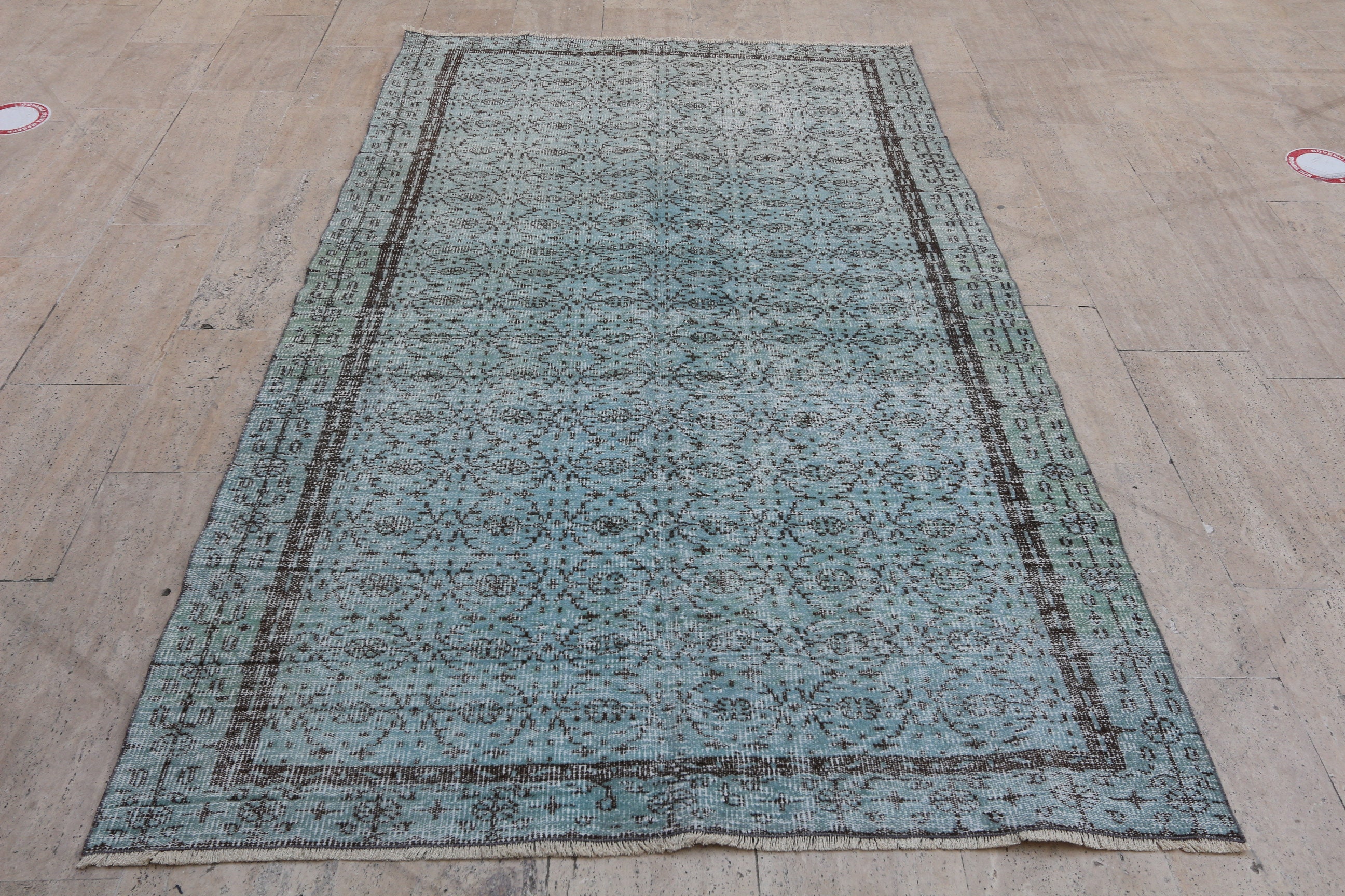 Vintage Handmade Victorian Floral Blue Wool Rug Throw Hallway - Etsy