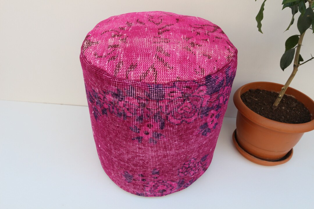 Fuchsia Pouf, Pink Pouf, Pink Round Pouf, Pink Bean Bag, Pink Pouf ...