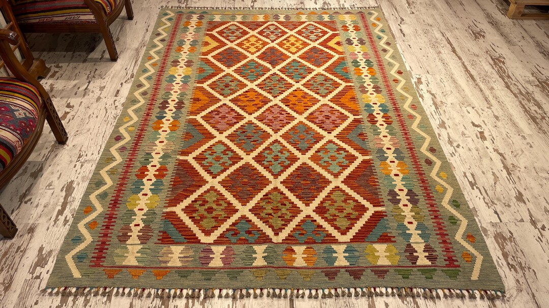 Handmade Retro Rustic Bohemian Vintage Eclectic Decor Floor Rug Kilim ...