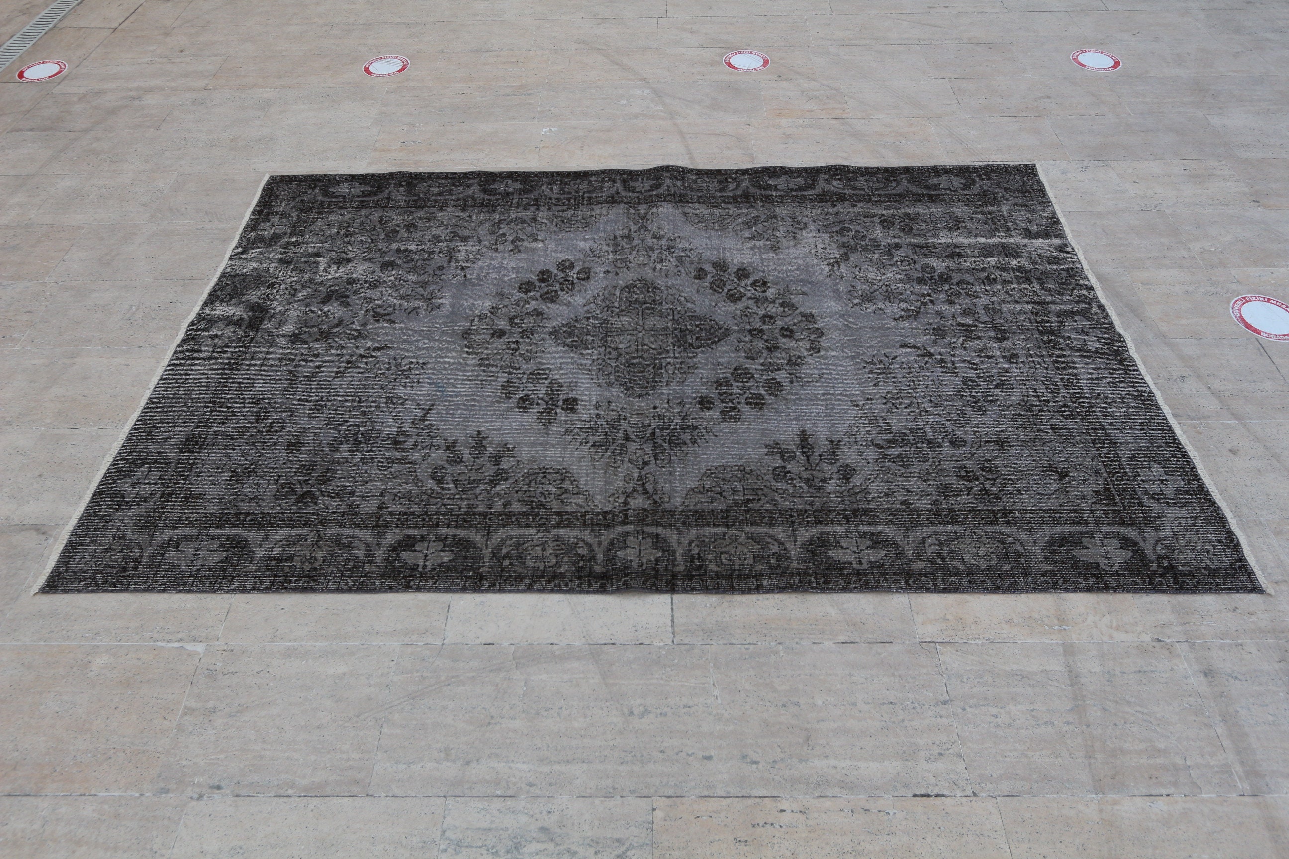 Distress handmade vintage gray gothic floor rug hallway living | Etsy