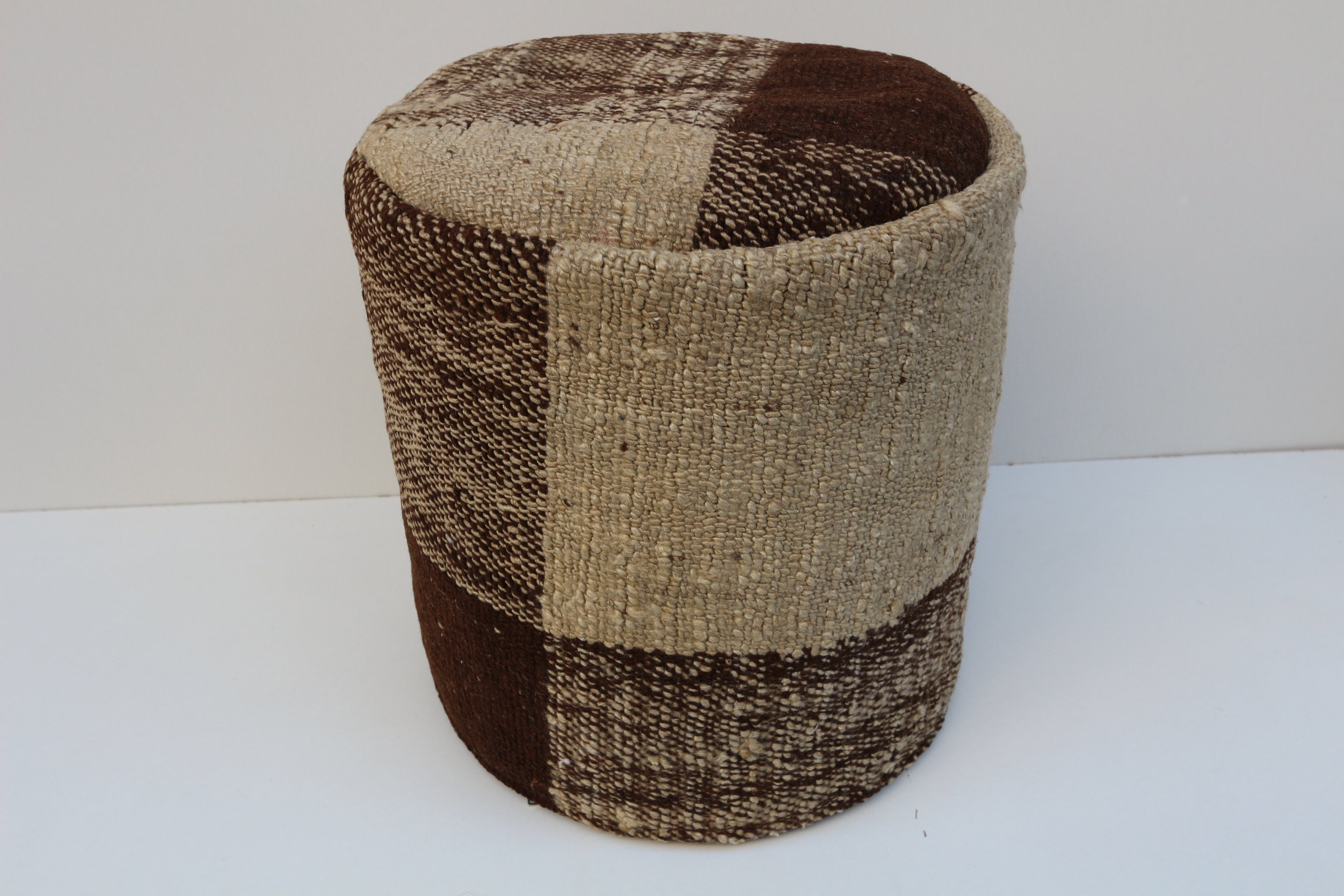 Black Pouf White Pouf Brown Pouf Black and White Pouf Wool | Etsy