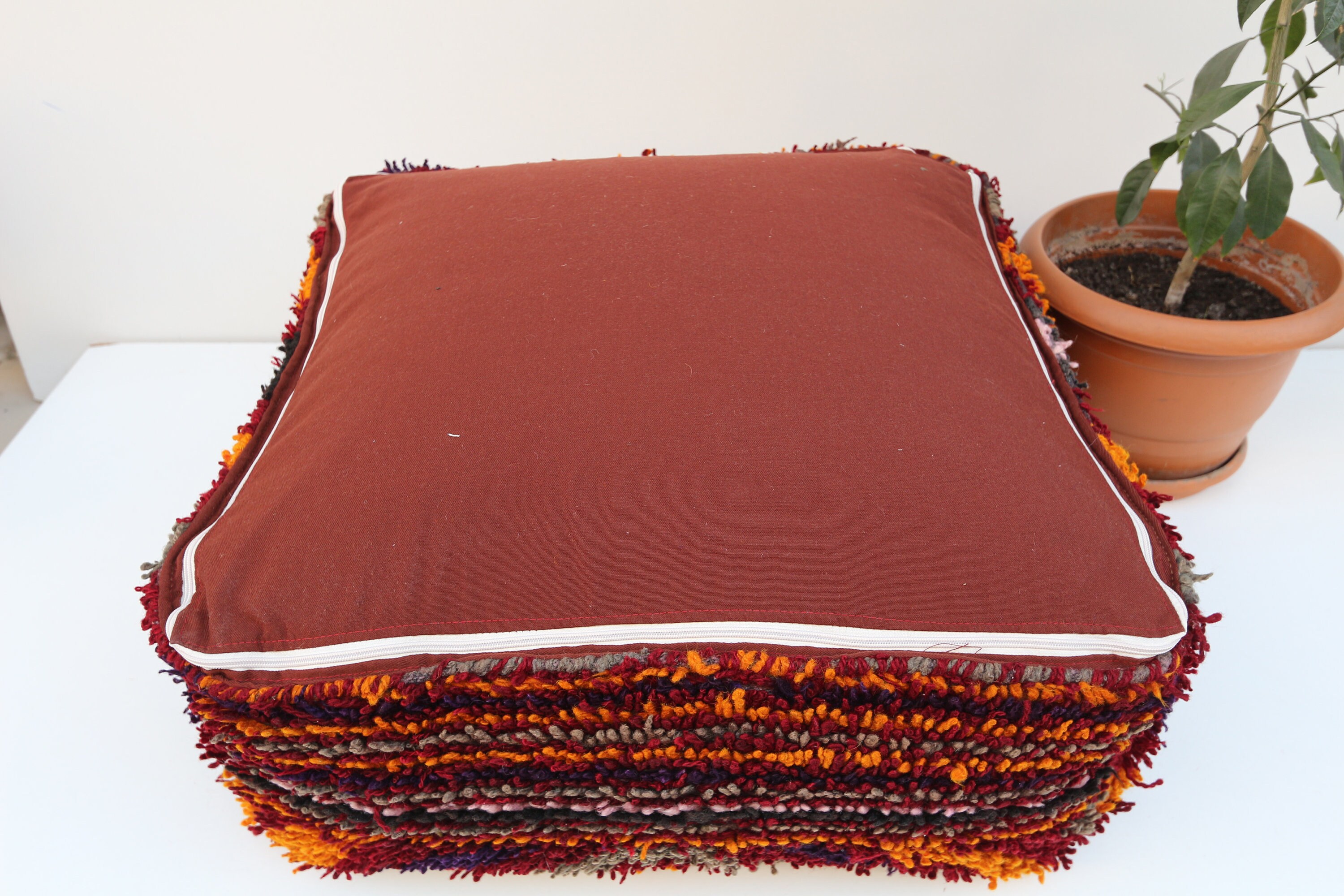 Colorful pouf Multi color pouf Rainbow pouf Yellow pouf | Etsy