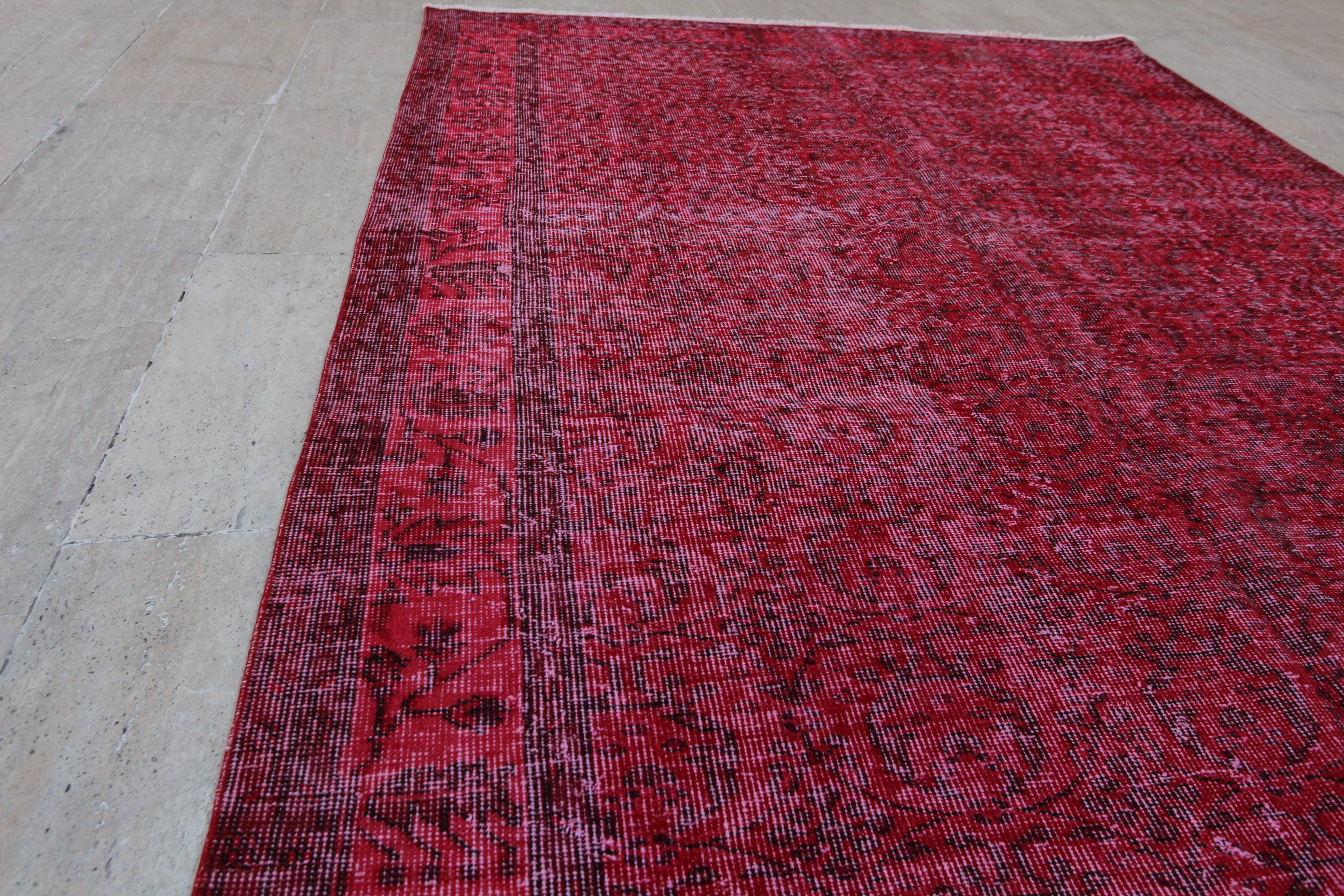Distressed Red Vintage Area Floor Rug Handmade Rustic Retro - Etsy UK