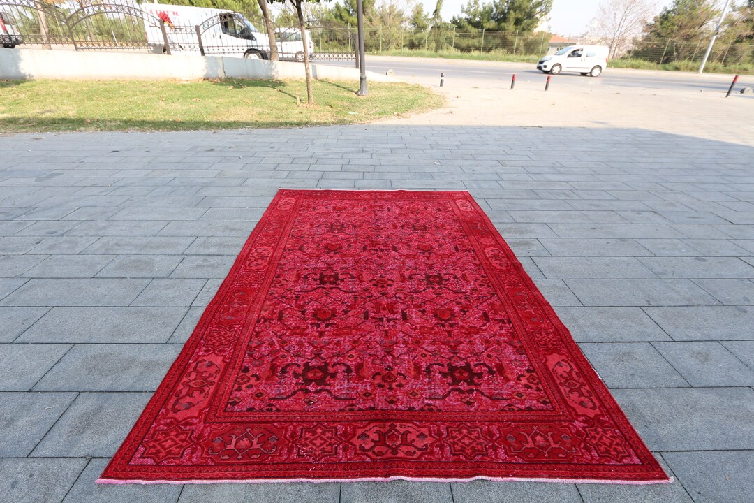Living Room Red Rug, 9'9x6'7'feet,303x206cm, Carving Pattern Rug, Floor ...