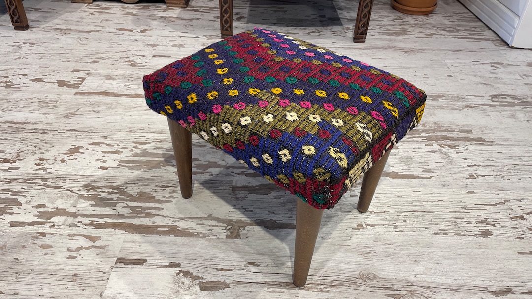Handmade Ottoman Foot Stool Pouf Kids Chair Decorative Vintage Bohemian ...