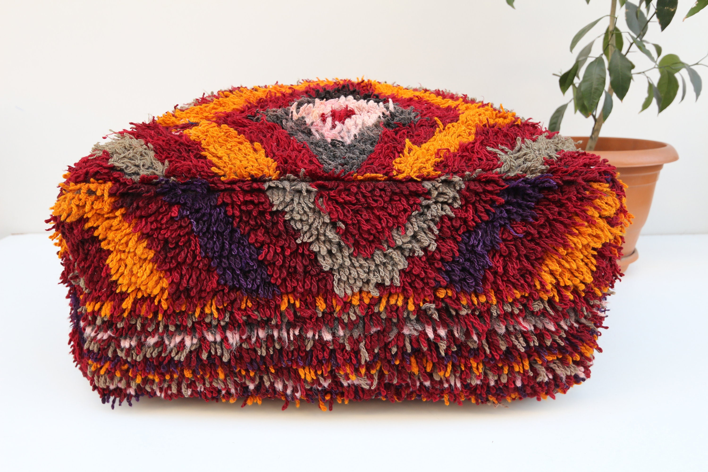 Colorful pouf Multi color pouf Rainbow pouf Yellow pouf | Etsy