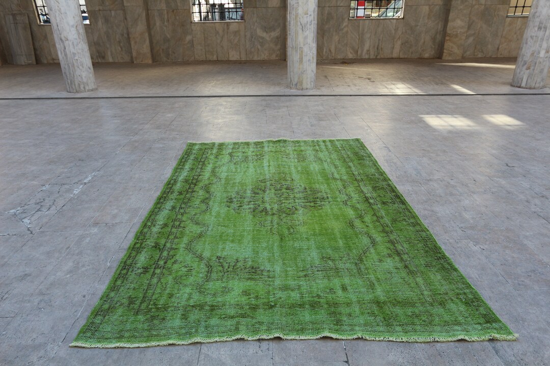 Green Rustic Gothic Luxury Living Room Rug Distressed Handmade Vintage ...