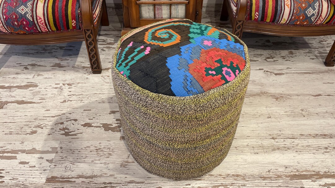 Retro Rustic Gothic Vintage Contemporary Decor Handmade Ottoman Pouf ...