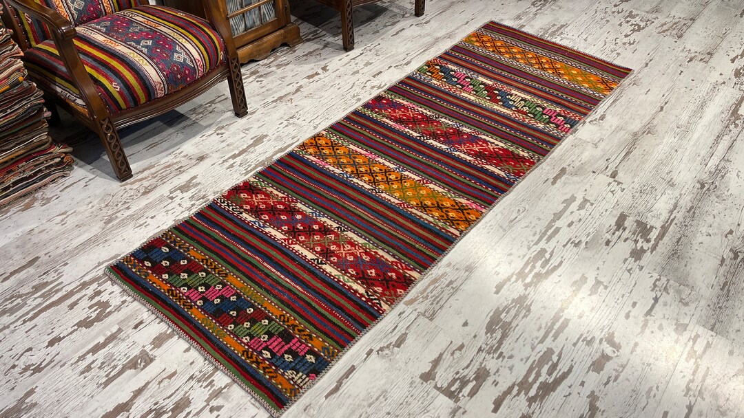 Rainbow Colorful Runner Rug Modern Handmade Floor Hallway Rug ...