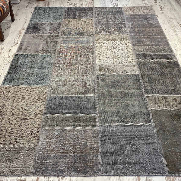 Gray Patchwork Rug - Etsy