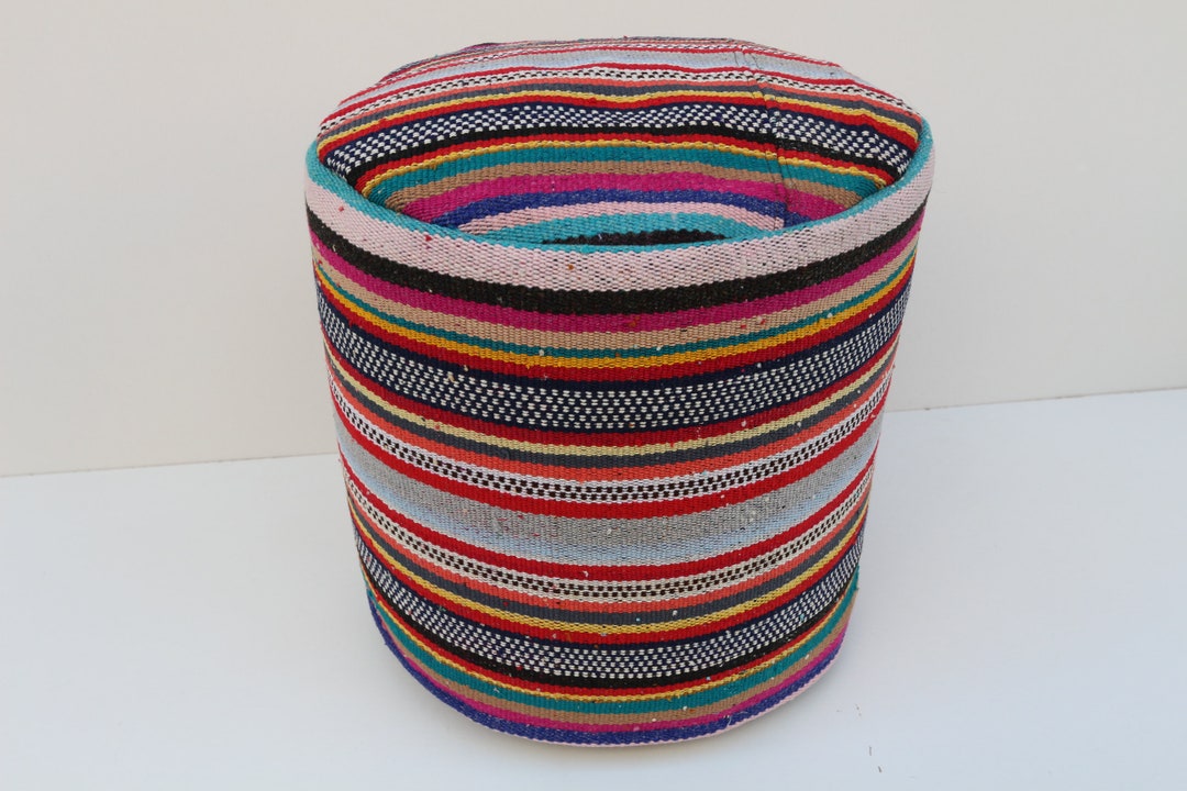Colorful Pouf, Rainbow Pouf, Multi Color Pouf, Kilim Pouf, Handmade ...