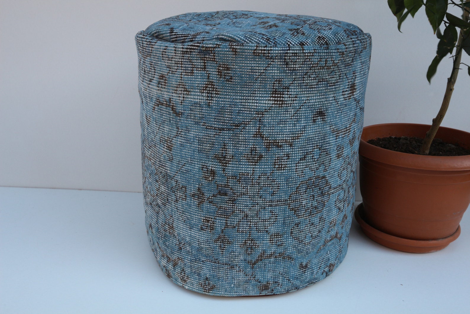 Blue Pouf Boho Pouf Floor Seat Pillow Ottoman Stool Chair - Etsy