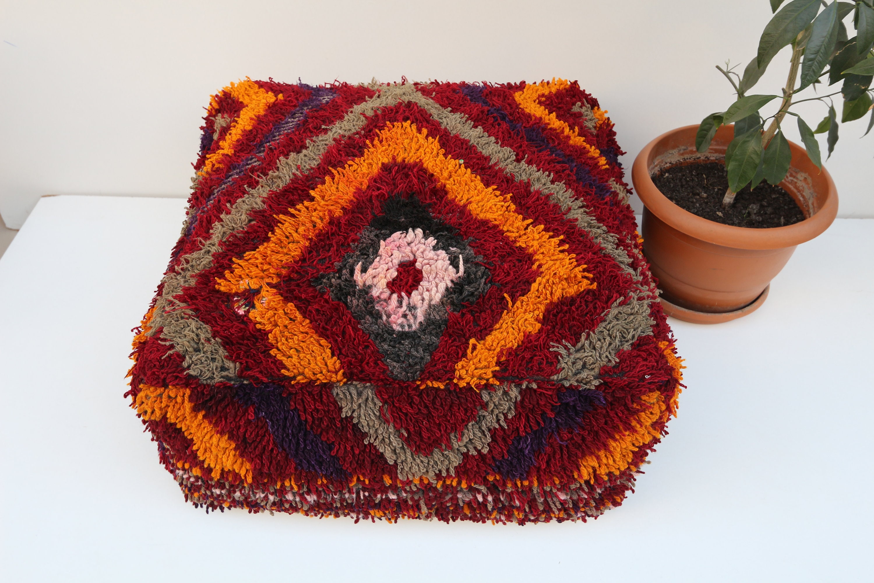 Colorful pouf Multi color pouf Rainbow pouf Yellow pouf | Etsy