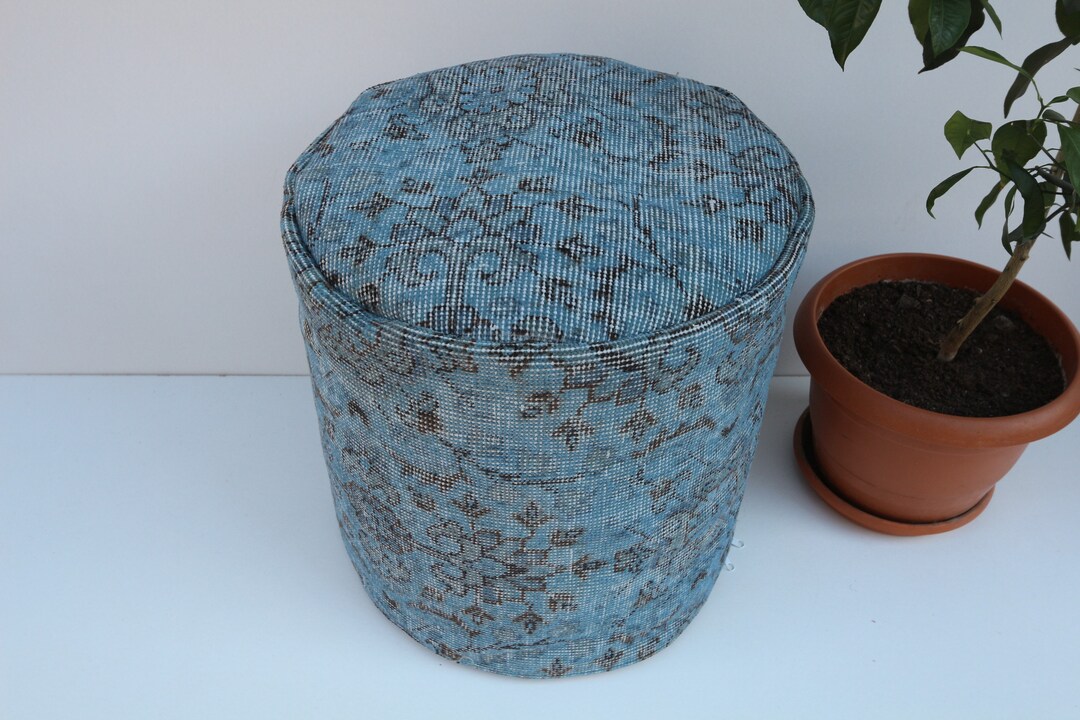 Blue Pouf, Boho Pouf, Floor Seat Pillow, Ottoman Stool, Chair Pouf ...