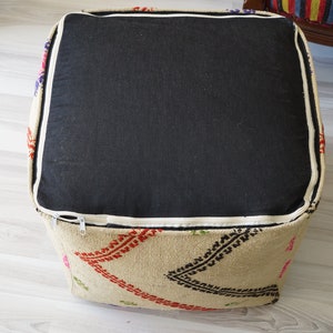 Cube Square Beige Aztec Ottoman Bench Pouf Bean Bag Foot Stool Ottoman ...