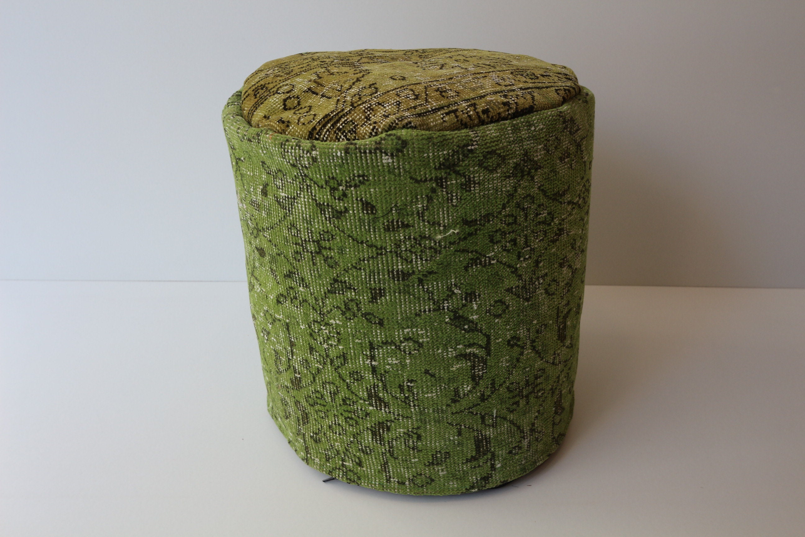 Green pouf Colorful pouf Wool pouf Floor cushion Vintage | Etsy