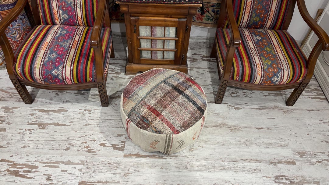 Contemporary Modern Retro Rustic Vintage Bohemian Decor Ottoman Pouf ...