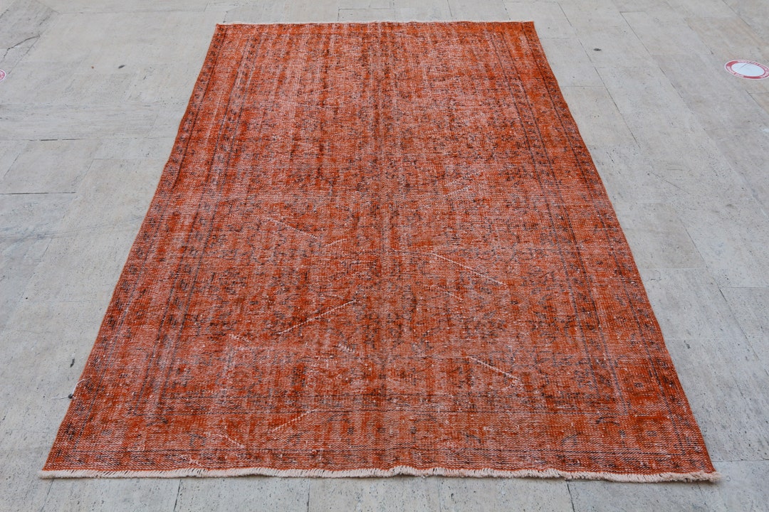 6x9 Rustic Orange Bohemian Vintage Handmade Floor Rug Living Room ...