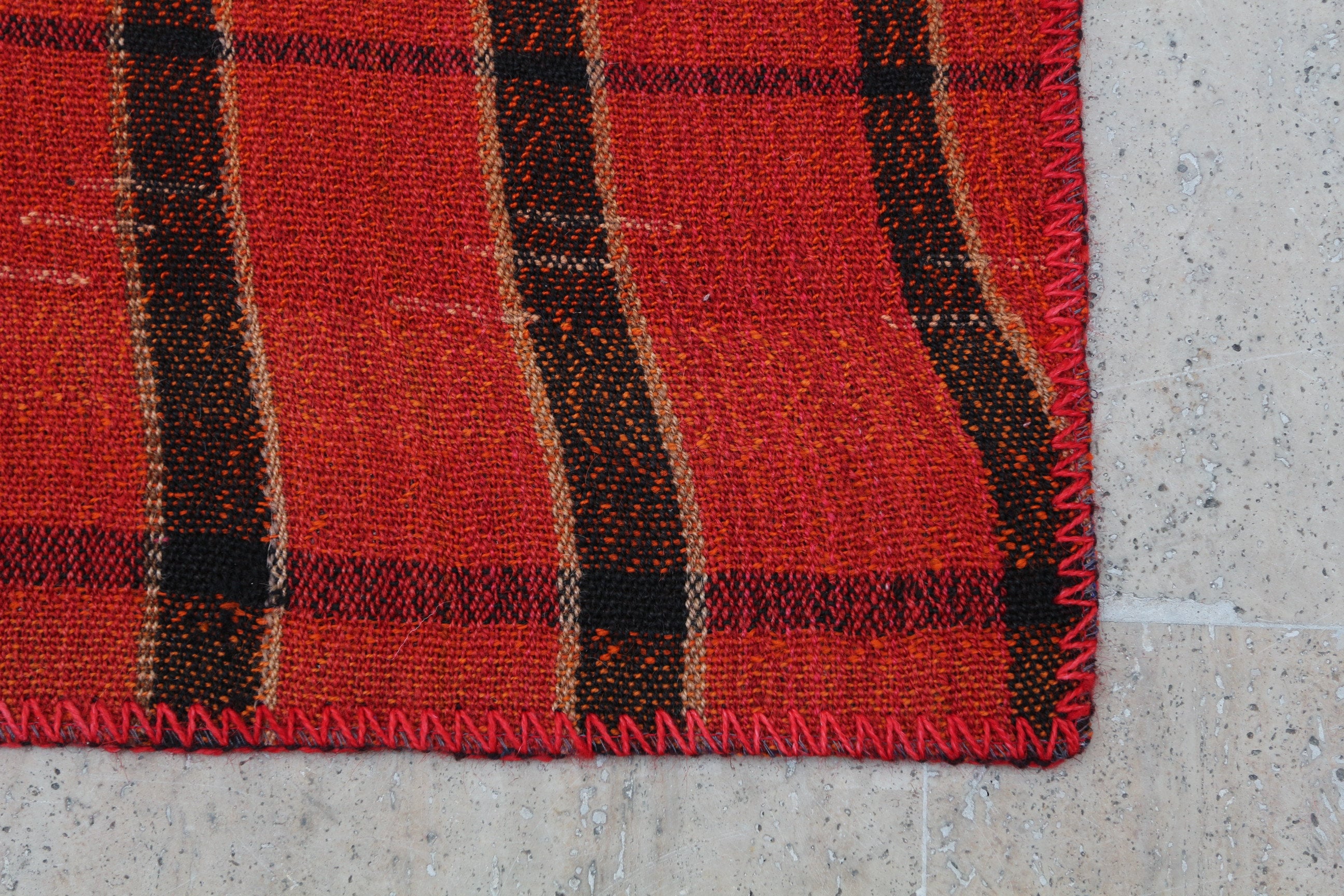 6x11 red black stripe modern contemporary floor rug vintage | Etsy