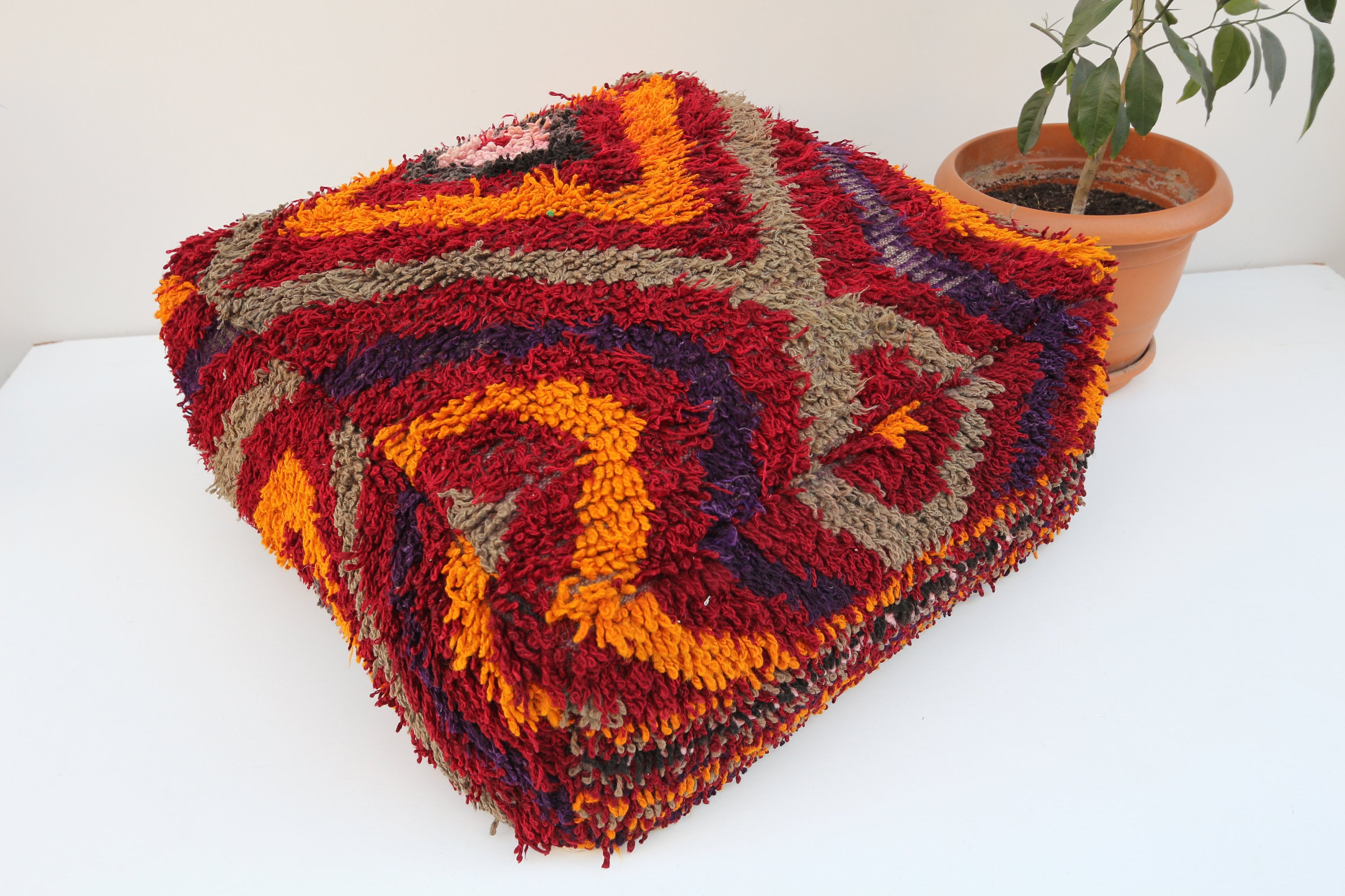 Colorful pouf Multi color pouf Rainbow pouf Yellow pouf | Etsy