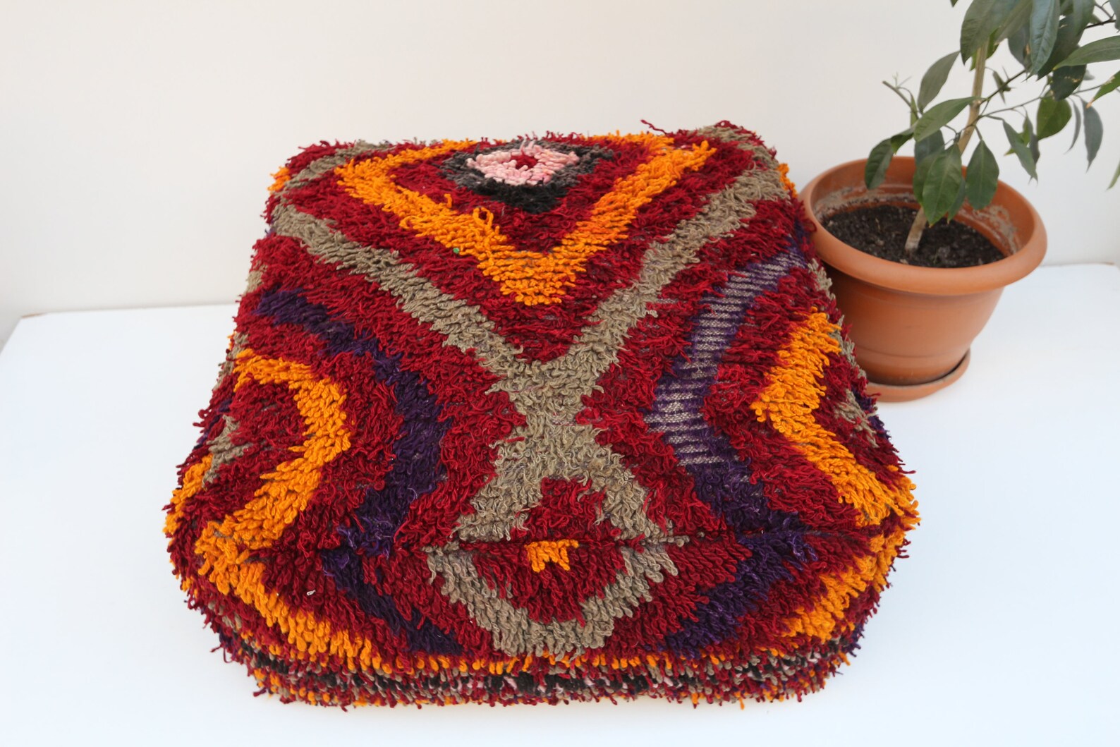 Colorful Pouf Multi Color Pouf Rainbow Pouf Yellow Pouf - Etsy