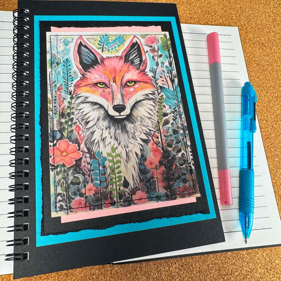 Artsy Fox Notebook: Handmade Spiral Notebook With Sewn Pockets - Etsy