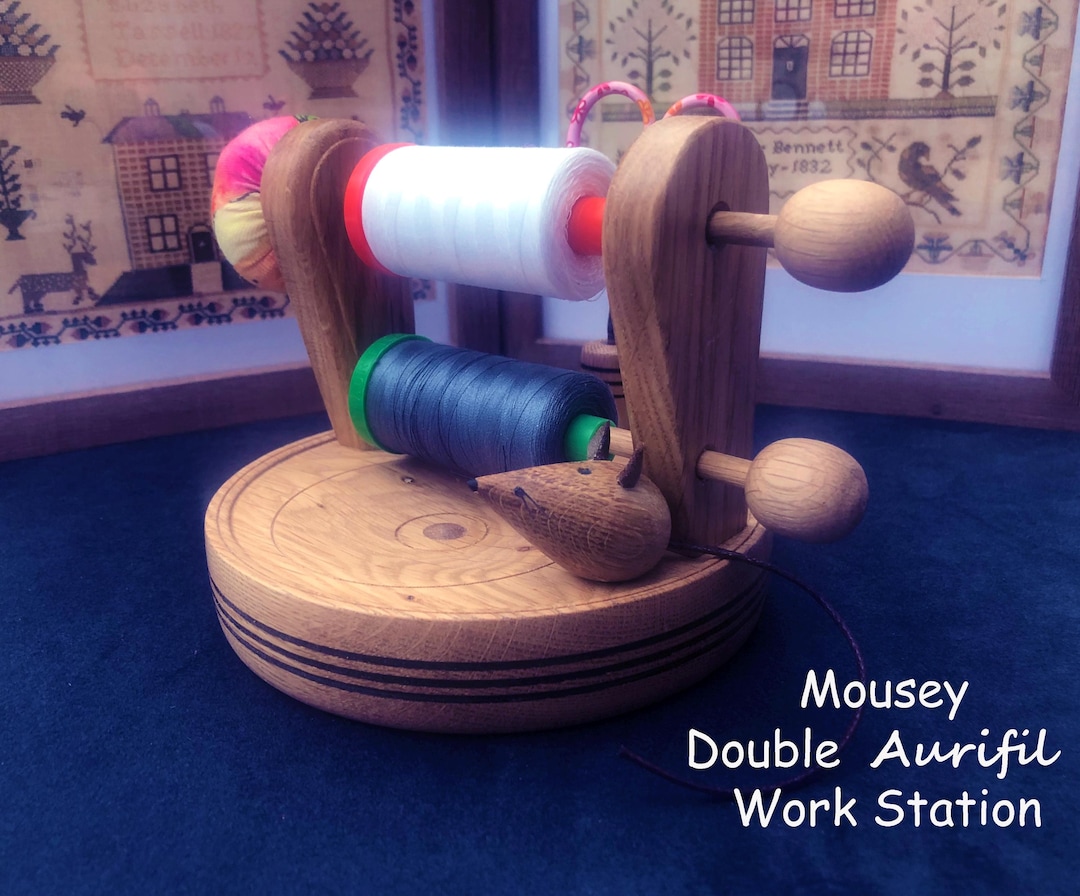 Handmade Oak Aurifil Spool Holder: Sewing Work Station With Pin Cushion ...
