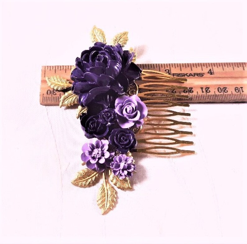 Deep purple and gold bridal hair comb Shades of purple hair | Etsy