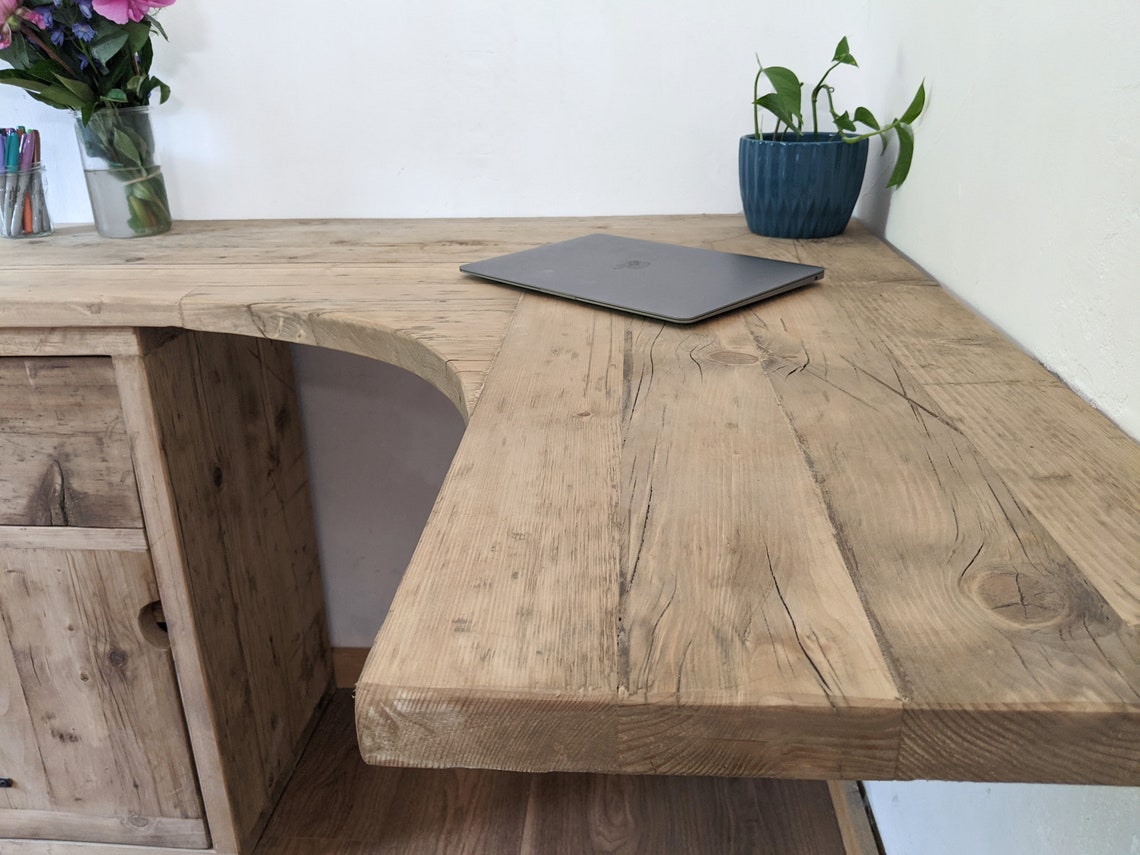 Rustic L-shaped Desk With Cabinets & Drawer Storage - Etsy UK