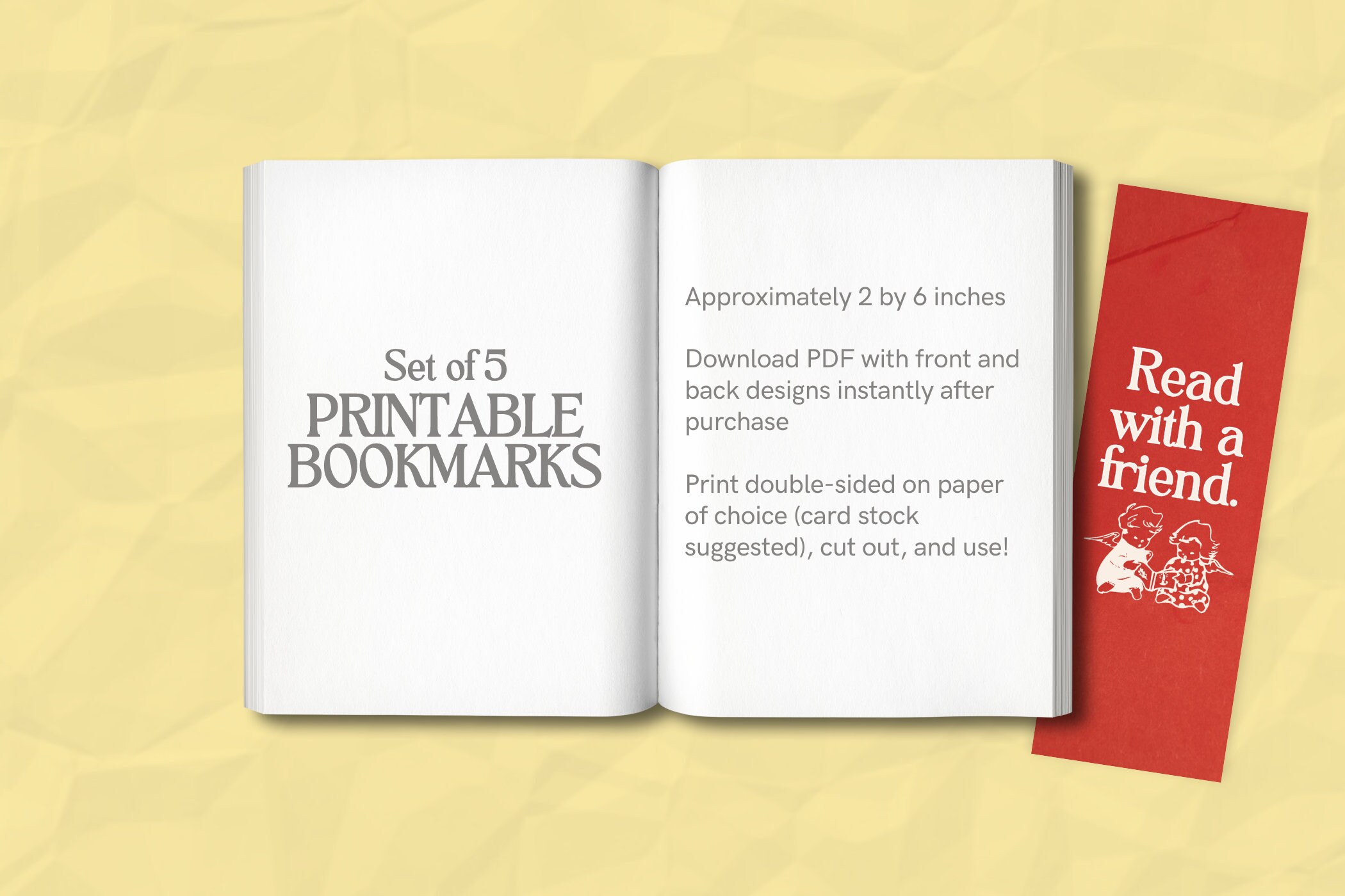 5-pack Printable Bookmarks | Digital Download | Multiple Designs ...