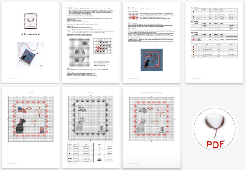 Fireworks Cat Decoration Cross Stitch and Beads Digital Pattern (PDF ...