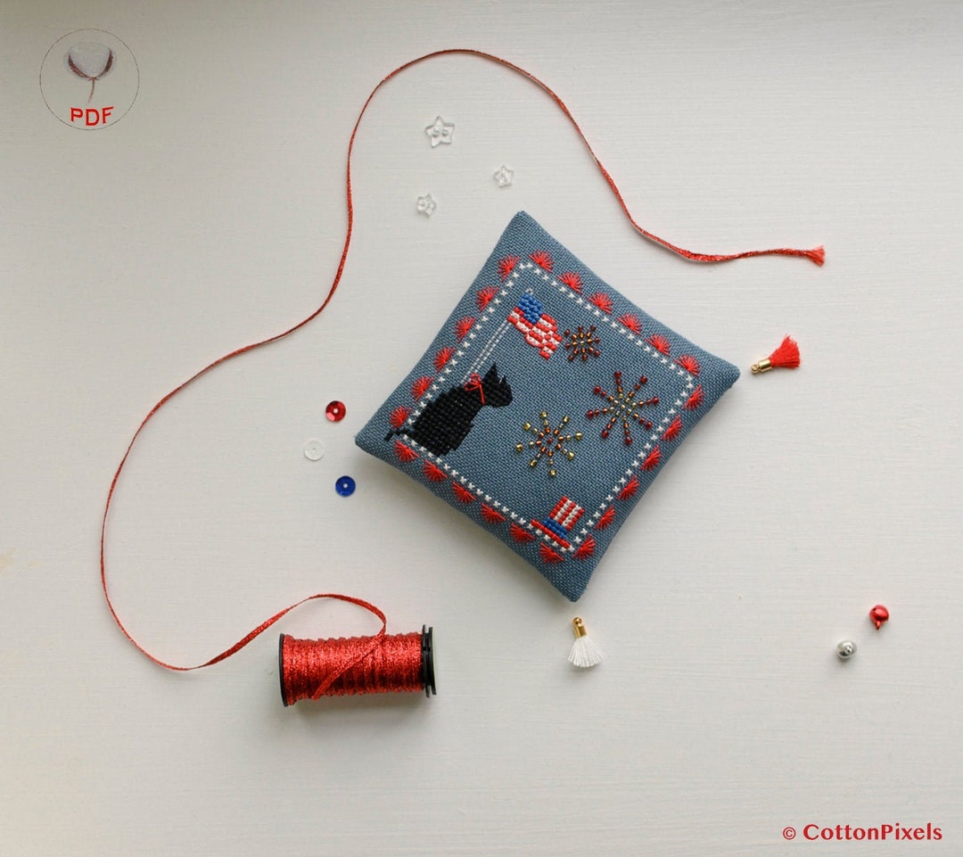 Fireworks Cat Decoration Cross Stitch and Beads Digital Pattern (PDF ...
