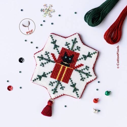 Fireworks Cat Decoration Cross Stitch and Beads Digital - Etsy